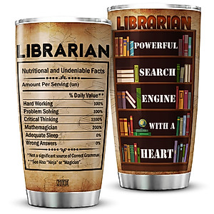 ZOXIX Librarian Coffee Tumbler For Women Vintage Book Lover Gift Ideas Stainless Steel Cup For Librarians Library Workers Day Insulated Tumblers Bookish Gifts Bookaholic Mug Cups