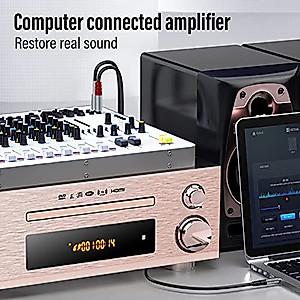 RCA to 3.5mm AUX Cable, (1.5M/4.9Feet) 3.5mm 1/8 to RCA 2-Male Headphone Jack Adapter Y Splitter Premium Stereo Audio Cord for Smartphones, Tablets, HDTV,or MP3 Players, Speakers