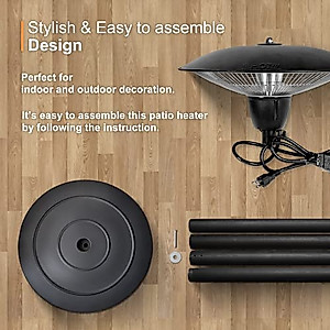 Simple Deluxe 1500W Patio Heater,Outdoor Patio Heater,Outdoor Electric Heater,Infrared Heater for Patios and Balconies, Camping, Tailgating 77.65" * 17"* 16.5"Black