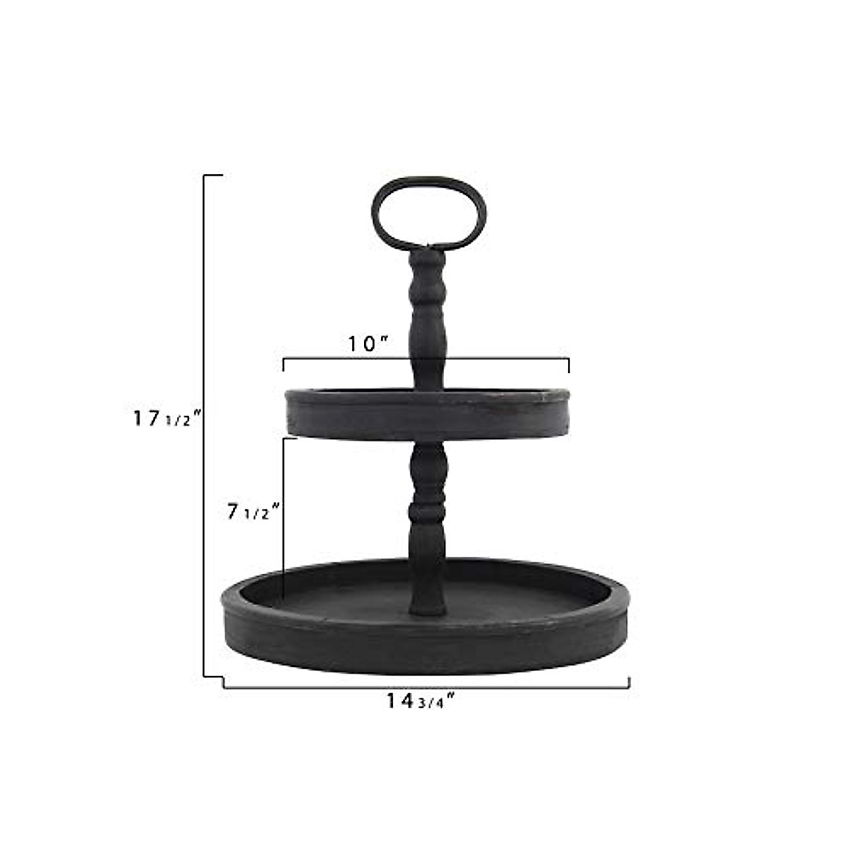 Creative Co-op EC0112 Distressed Wood 2-Tier Tray with Metal Handle, Black