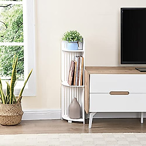 3 Tier Corner Shelves, Plastic Small Bathroom Corner Organizer Open Shelf with Vertical Striped As Bookcase Decor Display Rack Shelf for Bedroom Living Room Kitchen Office