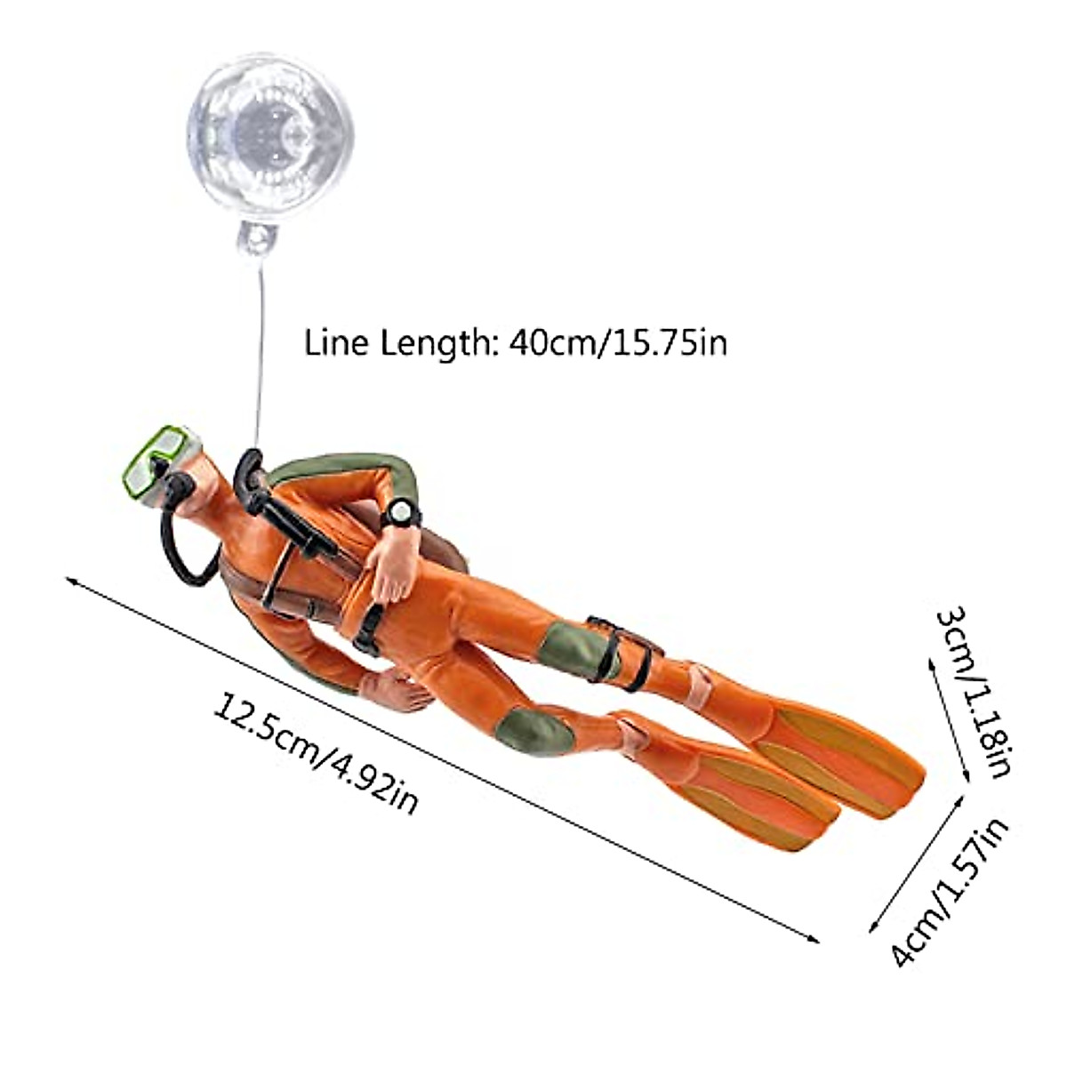 Aquarium Resin Decorations Diver For Fish For Tank Aquatic Pet Supplies With Floating Transparent Ball & Fishing Line Small Aquarium Decorations For Small Tank Betta Fish Aquarium Diver Decor Floating