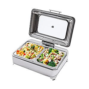 Acesunny Food Warmers for Parties Buffets Electric, Stainless Steel Buffet Server and Warming Tray, 9L, Chafing Dish Buffet Set - Adjustable Temperature + Hot Plate Electricgn 1/2