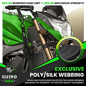 Rhino USA Retractable Ratchet Tie Down Straps (4PK) - 1,209lb Max Break Strength, includes (4) Ultimate 1" x 10' Autoretract Tie Downs with Padded Handles. Use for Boat, Securing Cargo