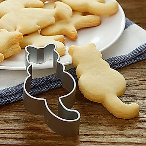 WIN 5pcs Cute Cat Shape Cookie Cutter Stainless Steel Fondant Cutter Cake Decoration Tool Set