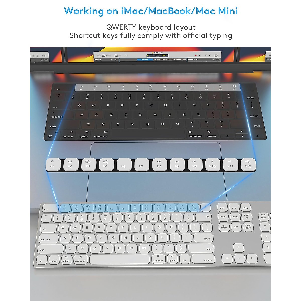 All-Aluminum Wired Keyboard for Apple Mac OS,Plug-n-Play Cable Connection in USB-A+C Port,Full Size USB Keyboard with Numeric Keypad for iMac/Mac Mini or MacBook Pro/Air Laptop