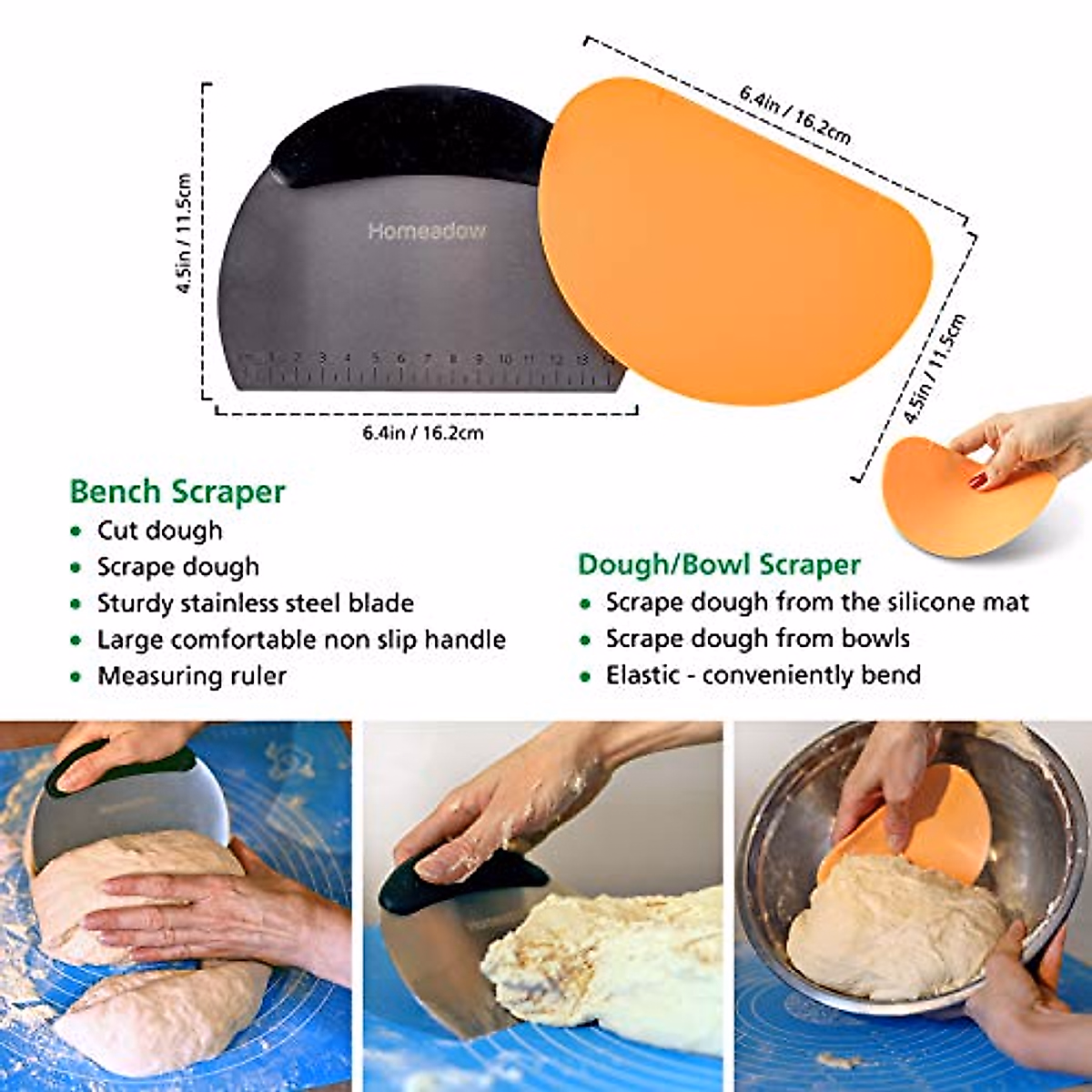 HOMEADOW Banneton Bread Proofing Basket For Rising Dough- 8 Pcs Kit: 10 inch Oval Brotform, Linen Liner, Bread Lame, Bench Scraper, Dough Scraper, Stencils, Silicone Baking Mat, Bread Bag | Sourdough