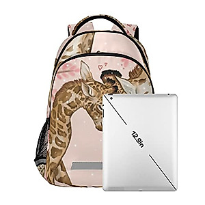 Vozoza Giraffes Animal Backpack for Girls Kids Boys School Bookbags,Student Laptop Backpack Carrying Bag Casual Lightweight Travel Sports Day Packs