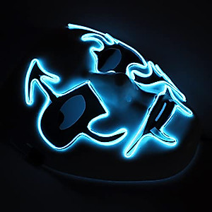 Halloween Costume Mask, 3 Flash Modes, LED Light Up Scary Mask for Festival Cosplay Halloween Masquerade Parties, Carnival Gifts, Adjustable Face (Blue)