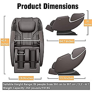 BOSSCARE Massage Chair Recliner with Zero Gravity, Full Body Airbag Easy to Assemble with Bluetooth Speaker, Foot Roller,Faux Leather, Brown