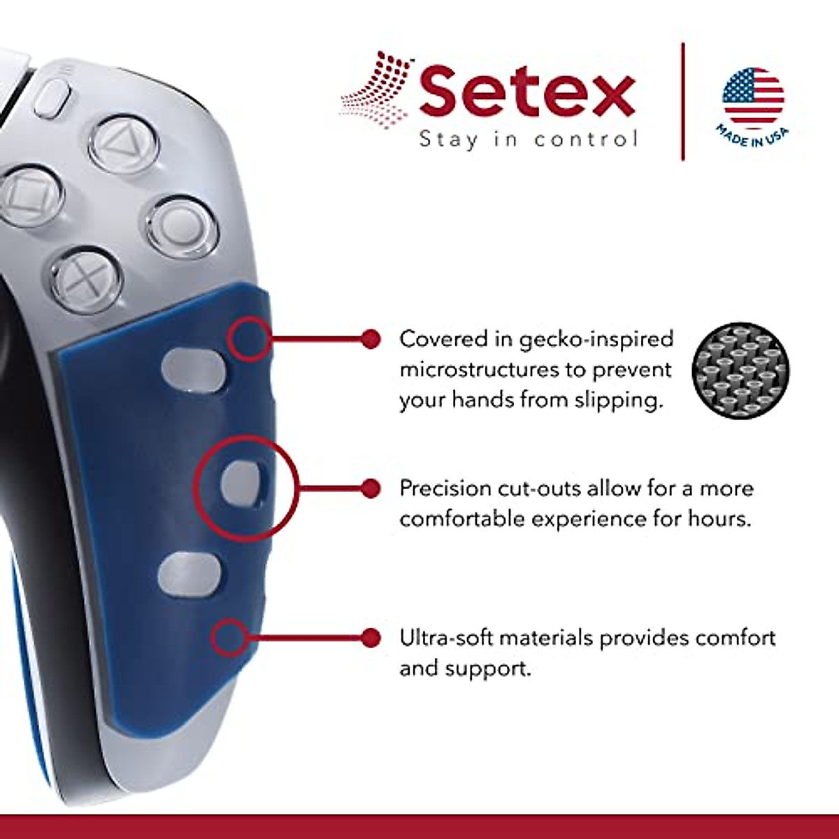Setex Gecko Grip, PS5 Controller Grip, Anti-Slip Microstructured Grips, (1 Set for Playstation 5) 1mm Black, Grips Only