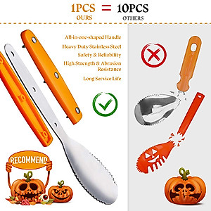 EPLST Halloween Pumpkin Carving Kit, 6 Pieces Heavy Duty Professional Stainless Steel Carving Tools Set for Halloween Decorations, Included 2 LED Candles & 10 Carving Stencils, Easily Sculpting Orange