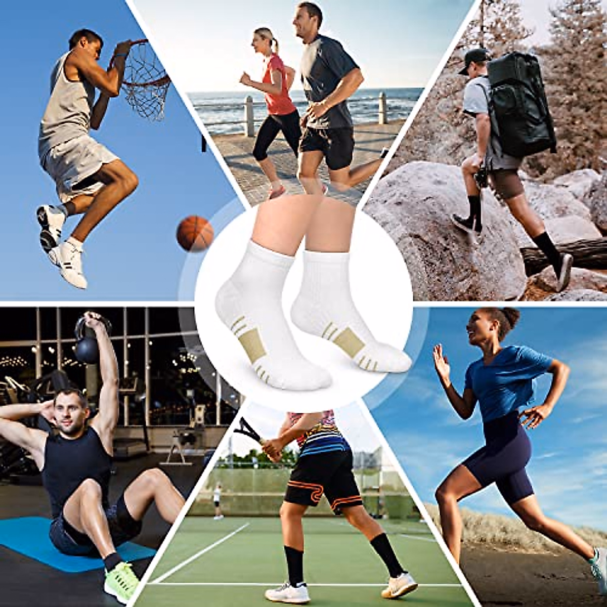 yeuG Copper Compression Socks for Men & Women Circulation- Arch Ankle Support for Athletic Running Medical Cycling（L/XL