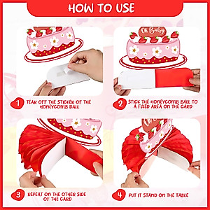 VorkiVecKi Strawberry Baby Shower Decorations - Berry Sweet Honeycomb Centerpieces 9 Pieces Pink Berry Sweet Baby Shower Decorations Supplies for Girls Gender Announcement Party Table Decor