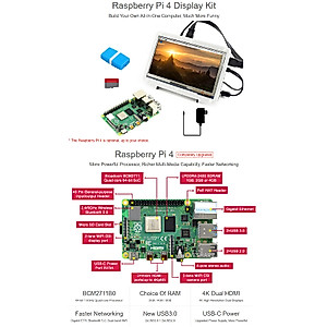 waveshare Display Kit Compatible with Raspberry Pi 4 Model B 7inch Capacitive Touch LCD Micro Card and etc.