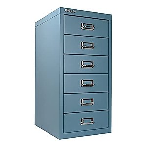 Bisley 6 Drawer Steel Under-Desk Multidrawer Storage Cabinet, Steel Blue (MD6-SB)