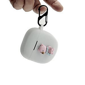 Cute Case Compatible with Bose QuietComfort Earbuds II, Silicone Kawaii Skin Cover Shockproof and Scratch Resistant Protective Case with Keychain for New Bose QuietComfort Earbuds II (White)