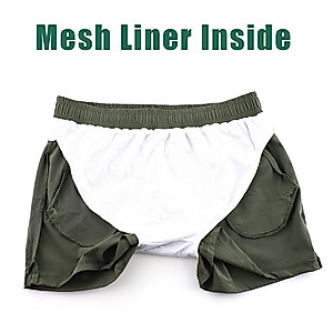 Rexcyril Men's Athletic Gym Workout Shorts 3 Inch Quick Dry Running Bodybuilding Short Shorts with Liner and Zipper Pockets, Army Green, Medium