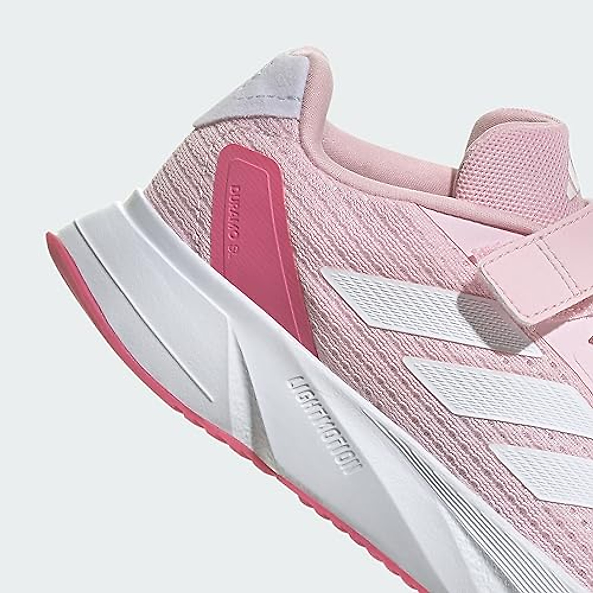 adidas Duramo SL Elastic Lace Sneaker, Clear Pink/White/Pink Fusion, 2 US Unisex Little Kid