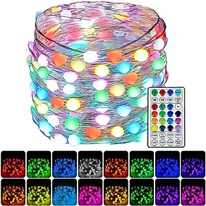 Color Changing Fairy String Lights with Remote & Timer, 33FT 100 LED Fairy Christmas Lights Outdoor Indoor Bedroom Decor, Waterproof RGB Twinkle Lights for Holiday Party Xmas Wedding Decor Garden
