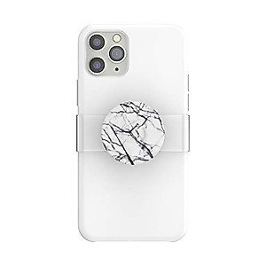 PopSockets Phone Grip Slide for Phones and Cases, Sliding Phone Grip with Expanding Kickstand, PopSlide for Apple Silicone Case, iPhone 11 Pro - Clear Day