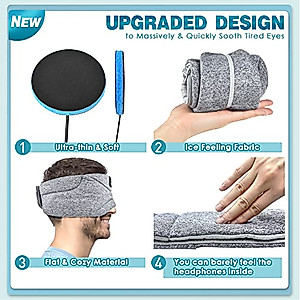 Bluetooth Sleep Mask with Headphones 24 White Noise Ice-Feeling Extra Soft Modal Lining Blackout Sleep Eye Mask Ultra-Thin Sleep Headphones