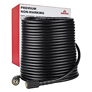 YAMATIC Pressure Washer Hose 100 FT 1/4" Kink Free M22 14mm Brass Thread, Replacement for Ryobi, Troy Bilt, Greenworks, Simpson & More Power Washers, 3200 PSI