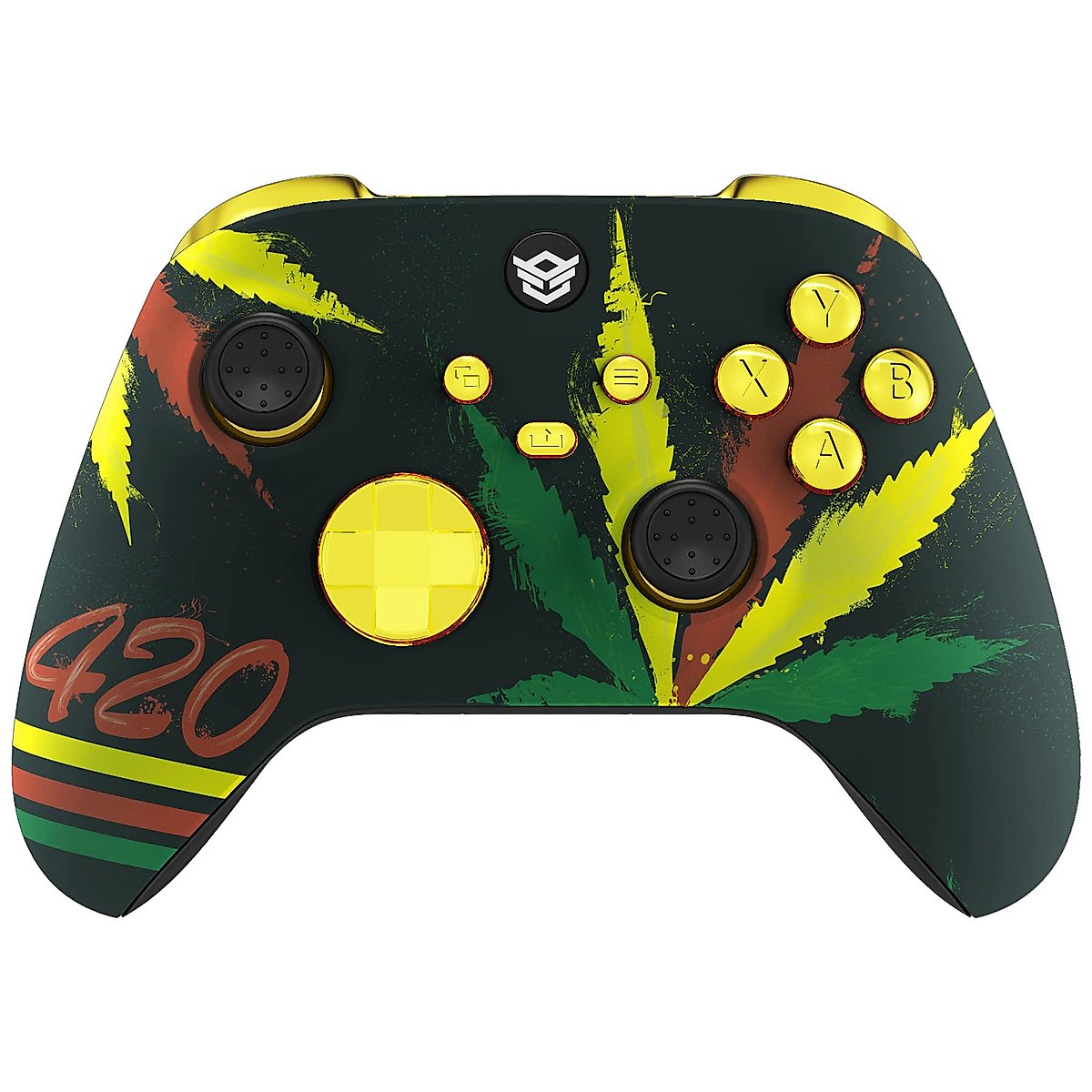 HEXGAMING ADVANCE Wireless Controller for Xbox Series X & S, for Xbox One, and for Windows 7/8/10-4 Remappable Back Buttons - Hair Triggers - Interchangeable Thumbsticks - Weeds Gold