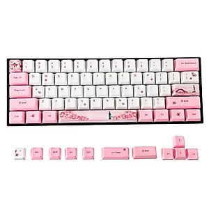 Keycap Set 72 Keys Girl Keycap Set OEM Profile PBT Sublimation Keycaps for Gaming Keyboard (Color : White+Pink, Size : 72 Keys)