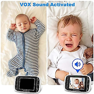HelloBaby Video Baby Monitor with Camera and Audio - 3.2Inch Baby Camera Monitor IPS Display, Baby Monitor No WiFi, Two-Way Audio, VOX Mode, Infrared Night Vision, Temperature Monitoring, Lullaby
