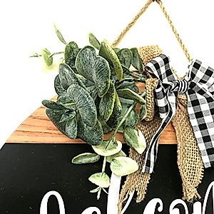 Welcome Sign Front for Door Decoration, 12 in Round Wood Wreaths Wall Hanging Outdoor, Farmhouse, Porch, for Spring Summer Fall All Seasons Holiday Christmas