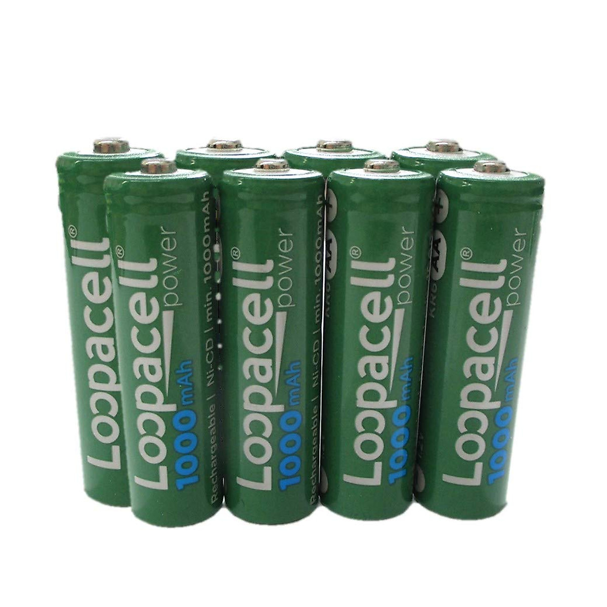 LOOPACELL 8 AA Rechargeable NiCD Battery, 1.2V 1000mAh High Capacity AA Batteries