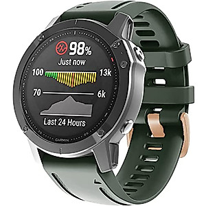 YOCAHU Gold buckle 20mm bands Compatible Fenix 5S Watch Band Fenix 6S Quickfit Soft Silicone Replacement Strap for Fenix 5S Plus/Fenix 6S Pro/Fenix 7S/D2 Delta S Smartwatch (army green)