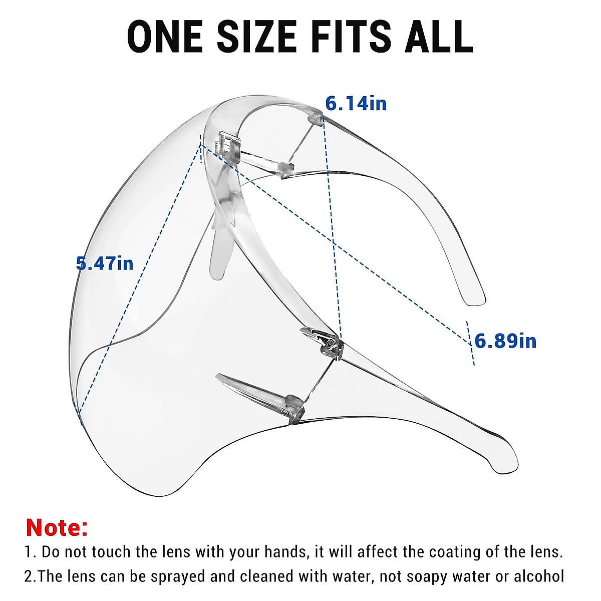 Face Shield with Glasses 4 Pack, Anti-Fog Clear Face Mask Shield Ultra Clear Reusable Protective Plastic Mask Droplet Splash Guard for Women Men Kids