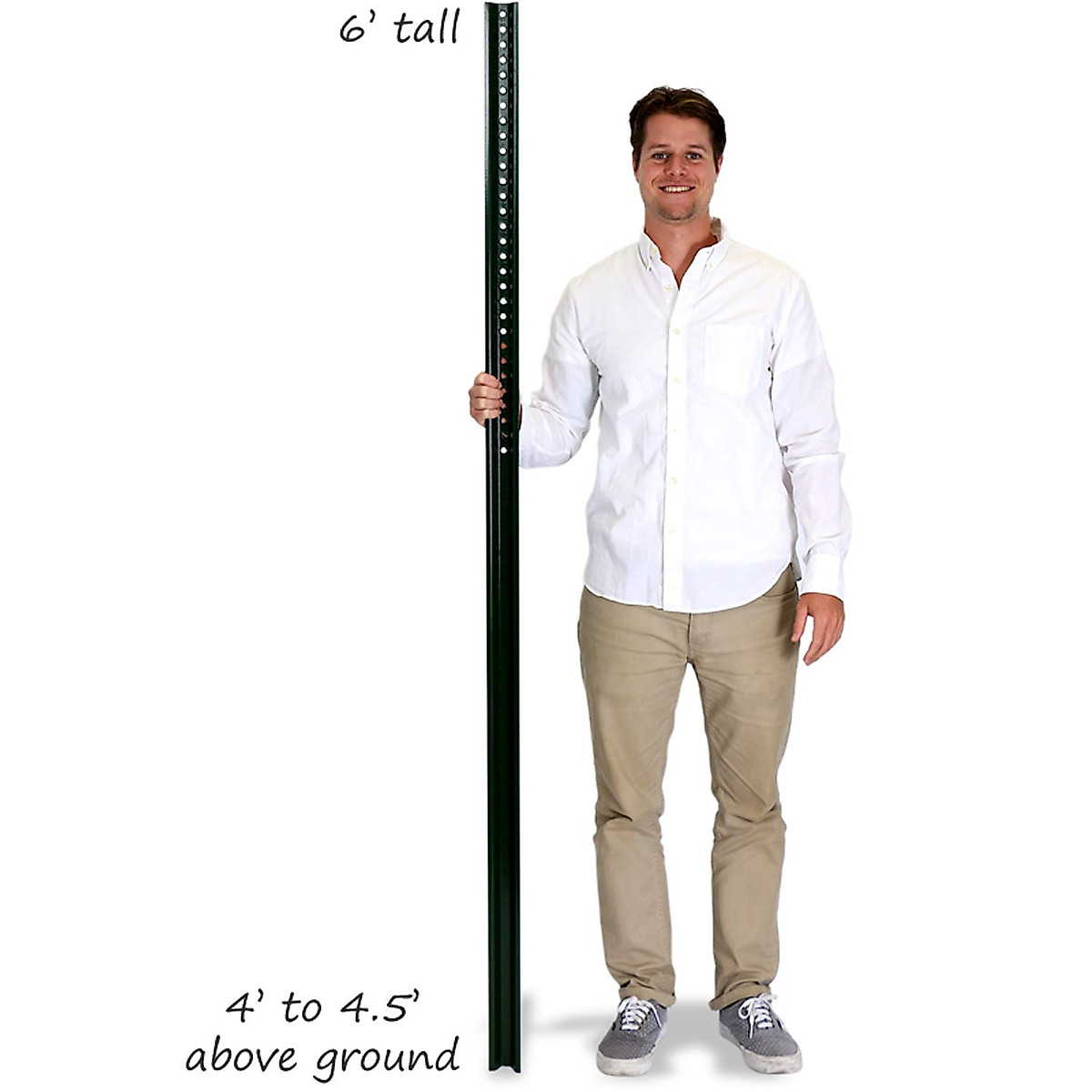 SmartSign U-Channel Sign Post, Medium Weight | 6' Tall Baked Enamel Steel Post - Pack of 5