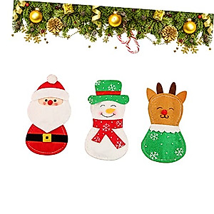 NOLITOY 3 pcs Color Silverware Holders for Holder Dining Fork Table Pocket Holiday Dinner Storage Cover Claus Christmas Elements Decor Festival Supplies Kitchen Spoon Utensil Pockets