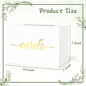 LANLISA White Card Box with Gold Foil Design, Gift Cards Receiving Box Holder for Birthdays Party, Graduations, Bridal &amp; Baby Showers, Wedding Receptions, Retirements, Anniversaries