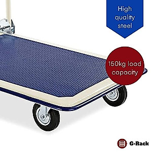 Heavy Duty Folding Industrial Platform Trolley - Foldable Trolley on Wheels for Moving, Loading, Delivery and Removal of Heavy Items With Anti Puncture Tyres and 330 LB Load Capacity - 5 Year Warranty