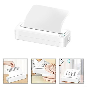 Portable Printer Wireless for Travel Thermal Printer A4 Thermal Paper, Inkless Printer Mobile Office(White)