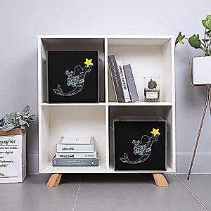 Mermaid Collapsible Storage Bins Basics Folding Fabric Storage Cubes Organizer Boxes with Handles