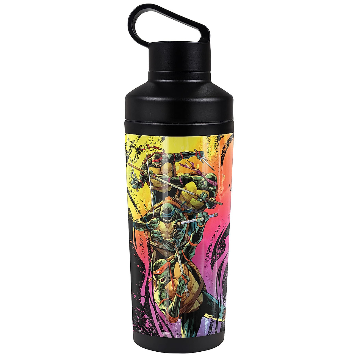 Teenage Mutant Ninja Turtles TMNT OFFICIAL Gradient Group Splash 18 oz Insulated Water Bottle, Leak Resistant, Vacuum Insulated Stainless Steel with 2-in-1 Loop Cap