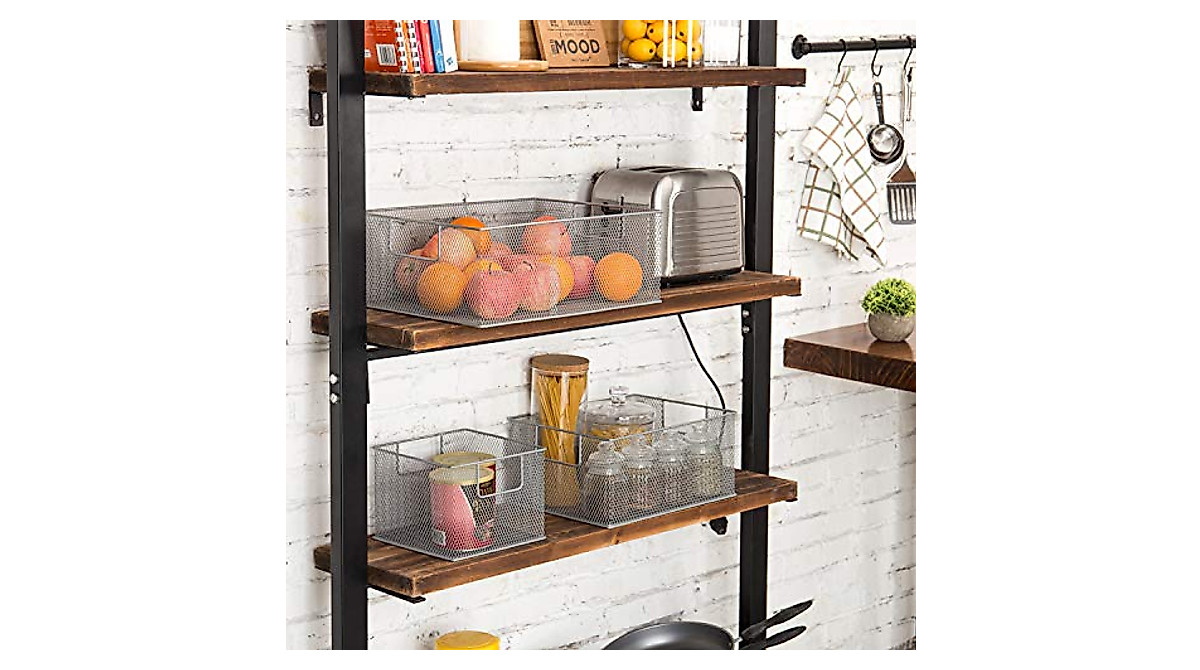 MyGift Silver Metal Wire Baskets - 3-Piece Pantry Organizer Set