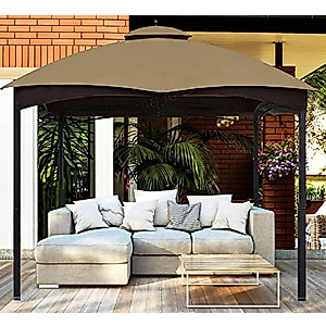 Tanxianzhe Replacement Canopy Top Double Tiered Canopy Cover Roof with Air Vent ONLY FIT for Lowe's Allen Roth 10'x12’ Gazebo #GF-12S004B-1 (Khaki)