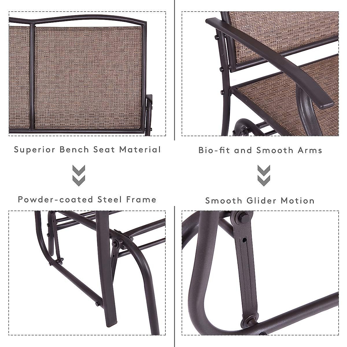 Giantex OP3100-New Patio Glider Bench, Brown 41.5"X28.0"X37"(LXWXH)