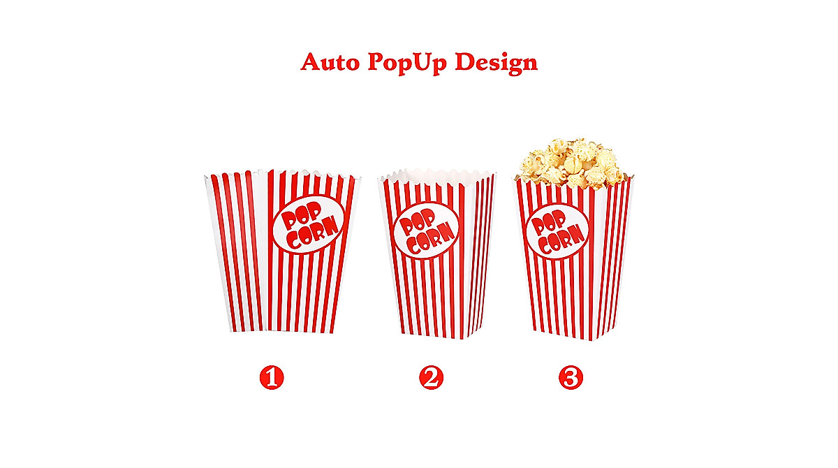 Mini Red and White Popcorn Buckets for Movies & Parties