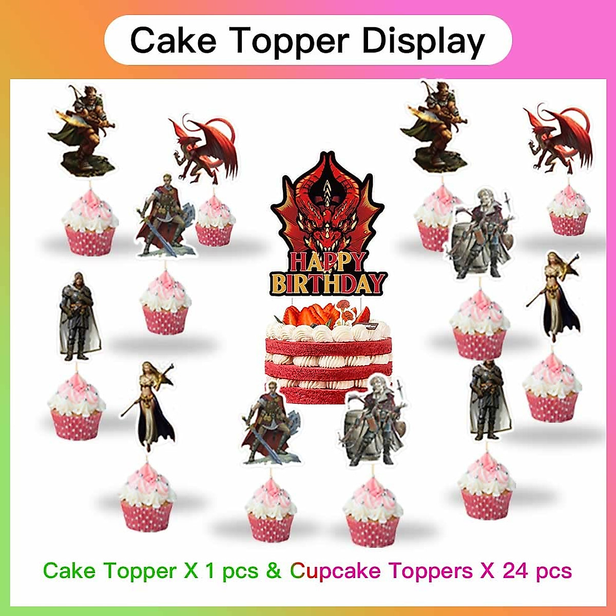 Dungeon of Dragon Party Supplies Decorations Cake Topper Birthday Backdrop Background Decor