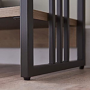 Leick Home 70008-WOGM Mixed Metal and Wood Slatted Bookshelf, White Oak/Gunmetal Gray