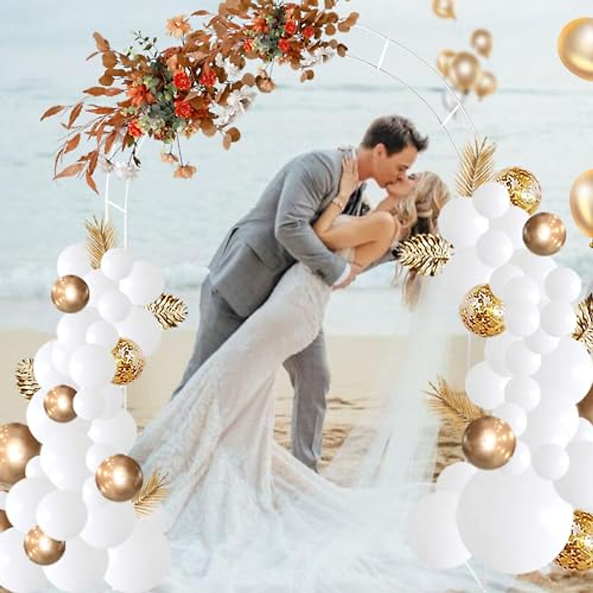 Adorox 7.8ft Backdrop Stand - Balloon Arch Kit, Stable Balloon Arch Frame, Metal Wedding Arch for Wedding Birthday Party Baby Shower Decoration(White)