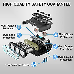 Cigarette Lighter Splitter Adapter 300W: Car 12v Splitter 3 Socket Car Charger Extension Dual PD USB C and 18W QC Ports 12Volt Power Outlet with Button Switch LED Voltmeter for GPS Dash Cam Car Heater