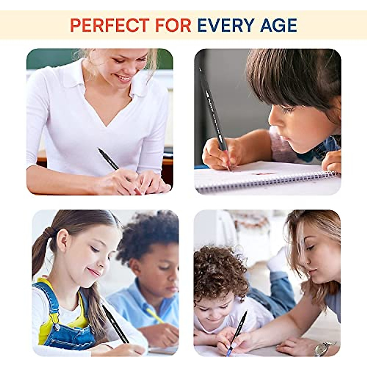 SYNTY 46 Brush Pens, Water-Based, Odourless & Leak Proof Dual Tip – Professional brush markers for Calligraphy, Lettering, Sketching & Drawing